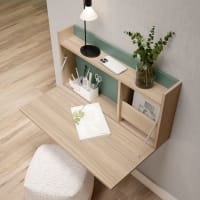 Escritorio de pared de melamina roble claro y blanco 25x90x35 cm ...