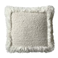Coussin pyramide en fausse fourrure blanche | Maisons du Monde