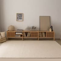 Mueble de TV de márTaupe con almacenamiento de acacia maciza de 152 cm ...