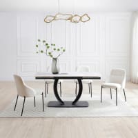 Table rectangulaire en céramique L200 blanc marbre Neiva | Maisons du Monde