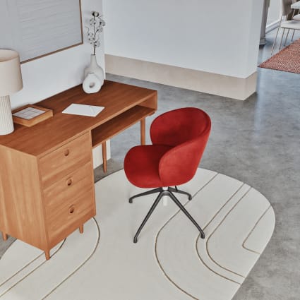 Tappeto ovale taftato con motivi écru e dorati 140x200cm BERNON ...