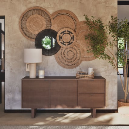 Círculos de yute y junco de mar para decorar la pared 189x115 cm Nilo ...