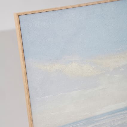 Toile peinte paysage blanc et bleu 100x100 Serena | Maisons du Monde