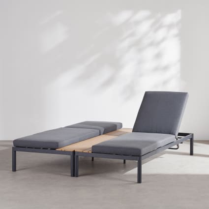 Sonnenliegen aus Aluminium und abnehmbarem anthrazitgrauem Recycling ...