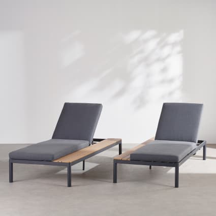 Sonnenliegen aus Aluminium und abnehmbarem anthrazitgrauem Recycling ...