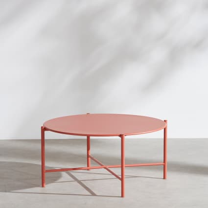 Tavolino da giardino rotondo in terracotta e acciaio Ø 74 cm Calum ...