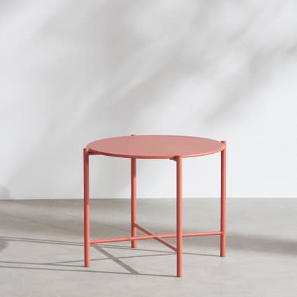 Tavolino da giardino rotondo in terracotta e acciaio Ø 54 cm Calum ...