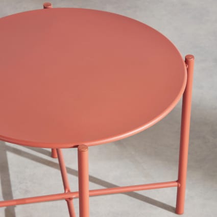 Tavolino da giardino rotondo in terracotta e acciaio Ø 54 cm Calum ...