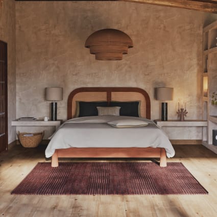 Tapis en coton recyclé et polyester tissé marron et orange 160x230 Kafa ...