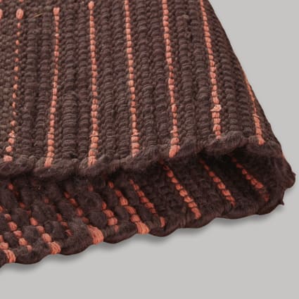 Tapijt van gerecycled katoen en geweven polyester, bruin en oranje ...