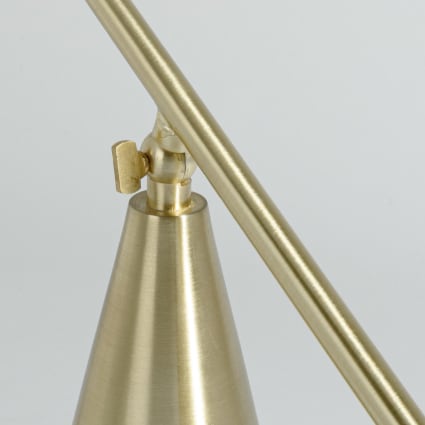 Luminária articulada em aço banhado a ouro com globo de vidro opaco ...