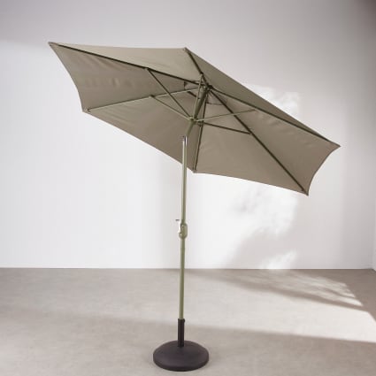 Parasol van 3x3m in aluminium en kakigroen gerecycled polyesterweefsel ...