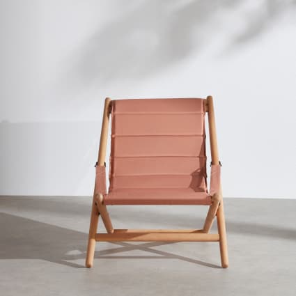 Sonnenliege aus Eukalyptusholz und haselnussbraunem recyceltem ...