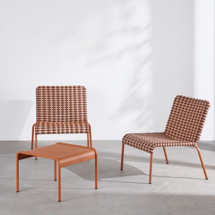 Salotto da giardino a 2 posti in acciaio color terracotta e resina ...