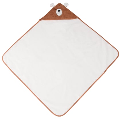 Sortie de bain en coton biologique brun et capuche ours 80x80 Ours ...