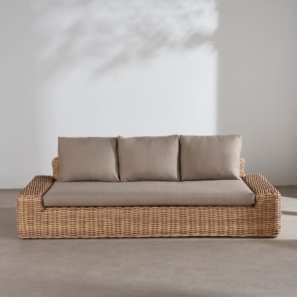 Divano da giardino a 3/4 posti in resina intrecciata riciclata che ...