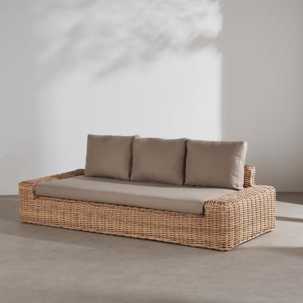 Divano da giardino a 3/4 posti in resina intrecciata riciclata che ...