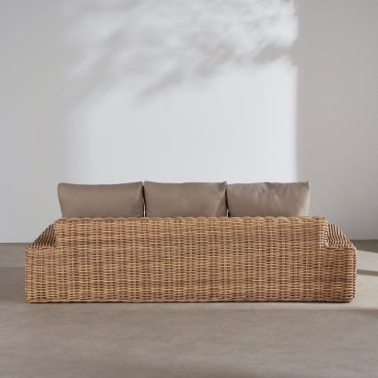 Divano da giardino a 3/4 posti in resina intrecciata riciclata che ...