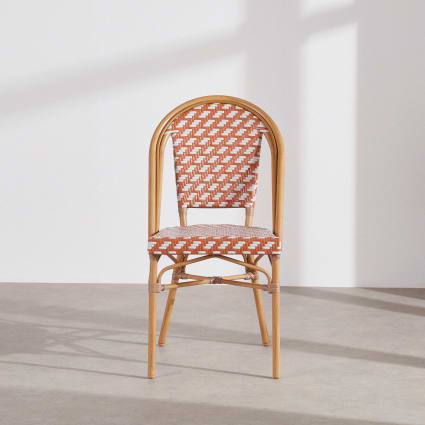 Sedia da giardino professionale in alluminio con finitura effetto bambù ...