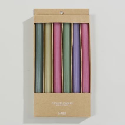 Lange Kerzen in Khakigrün, Rosa und Lila (x6) Canopee | Maisons du Monde