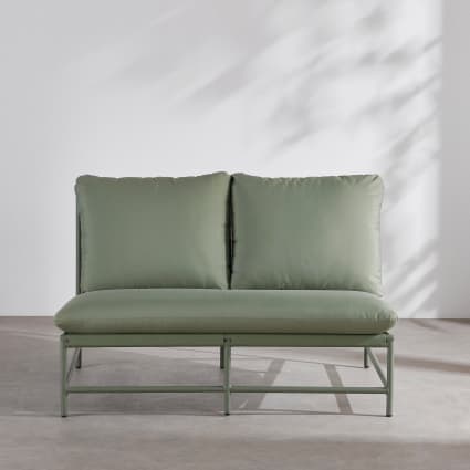 Sofá de jardim de 2 lugares em alumínio, textilene e almofadas em ...