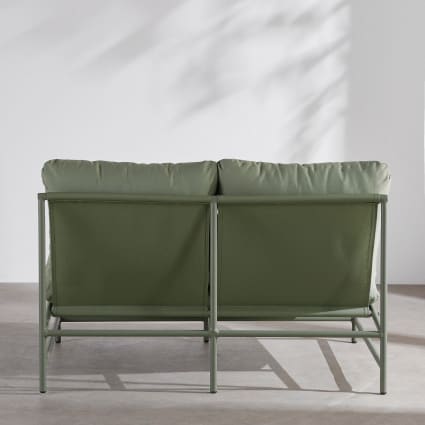 Sofá de jardim de 2 lugares em alumínio, textilene e almofadas em ...