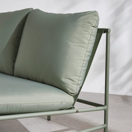 Sofá de jardim de 2 lugares em alumínio, textilene e almofadas em ...