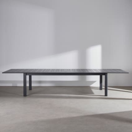 Uitschuifbare tuintafel van staal met antracietgrijs aluminium blad ...