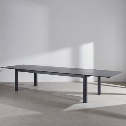 Uitschuifbare tuintafel van staal met antracietgrijs aluminium blad ...