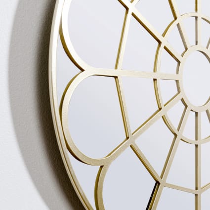 Espelho decorativo de parede com padrão em aço dourado D35 Iris ...