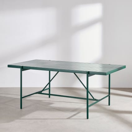Tuintafel van staal met groen zellige-effect tegelblad, 6 personen ...