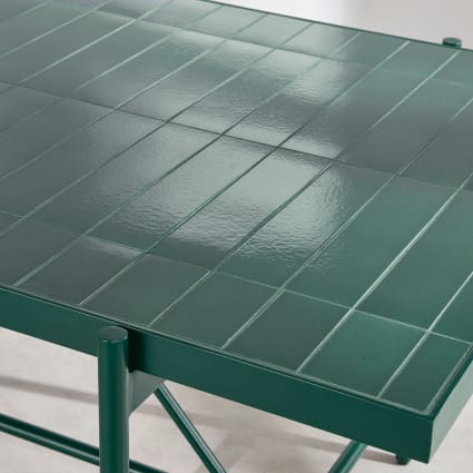 Gartentisch aus Stahl mit grüner Zellige-Fliesenplatte, 6 Personen ...