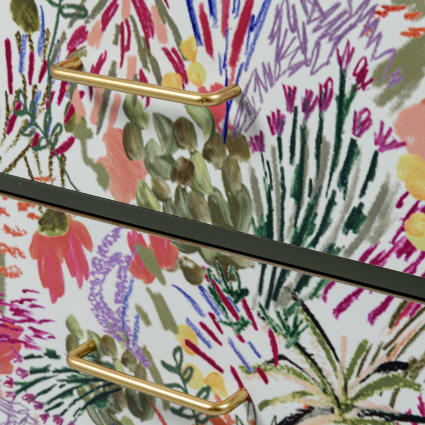 Mobiletto a 3 cassetti in ferro battuto con motivo vegetale multicolore ...