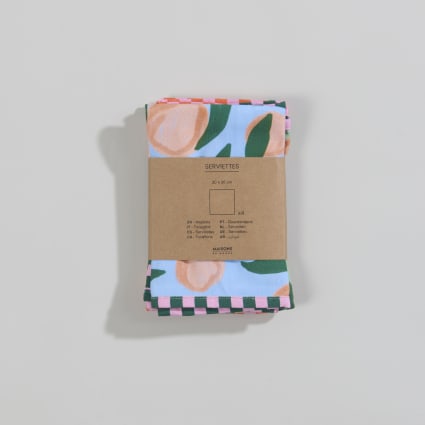 Set di 4 tovaglioli da cocktail in cotone con stampa frutta multicolore ...