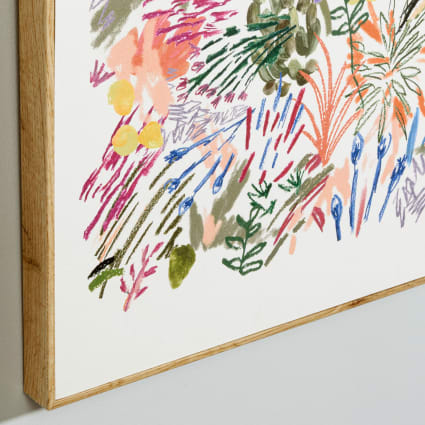 Bemalte Leinwand, mehrfarbige Vegetation, 50x70 Dahlia | Maisons du Monde