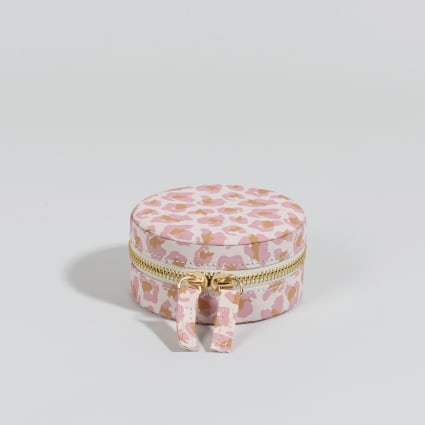 Boîte à bijoux ronde motif léopard rose et blanc Leo | Maisons du Monde