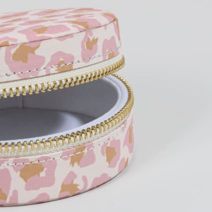 Boîte à bijoux ronde motif léopard rose et blanc Leo | Maisons du Monde