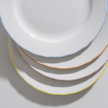 Set di 4 piatti da dessert in porcellana con bordi colorati Alma ...