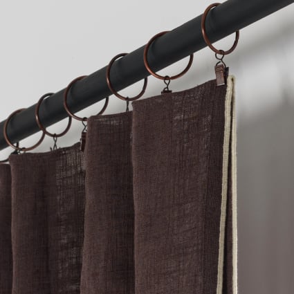 Tenda con occhielli in cotone e lino color cioccolato, 1 pezzo 140x280 ...