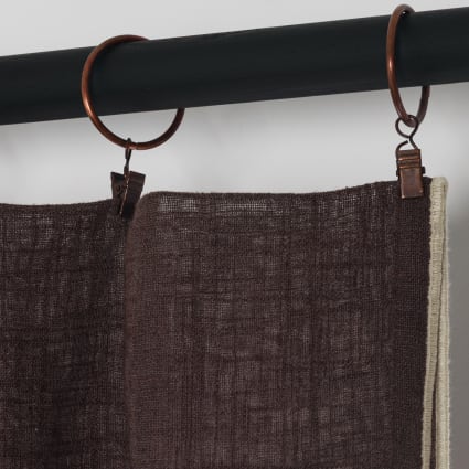 Tenda con occhielli in cotone e lino color cioccolato, 1 pezzo 140x280 ...