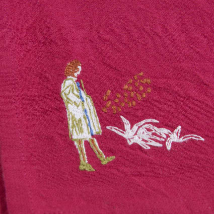 Serviettes cocktail en coton à motif brodé multicolore 30x30 (x4 ...