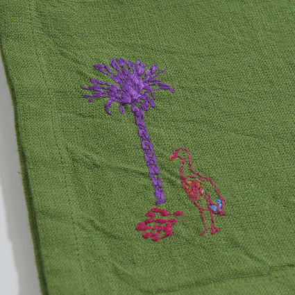 Serviettes cocktail en coton à motif brodé multicolore 30x30 (x4 ...