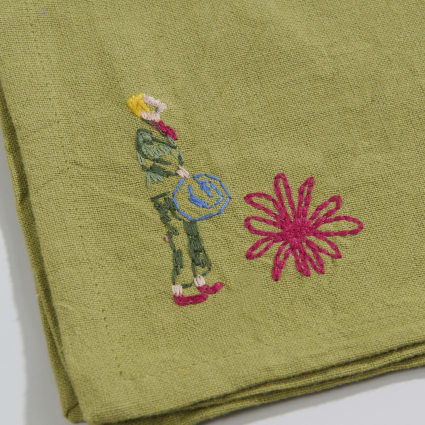 Serviettes cocktail en coton à motif brodé multicolore 30x30 (x4 ...