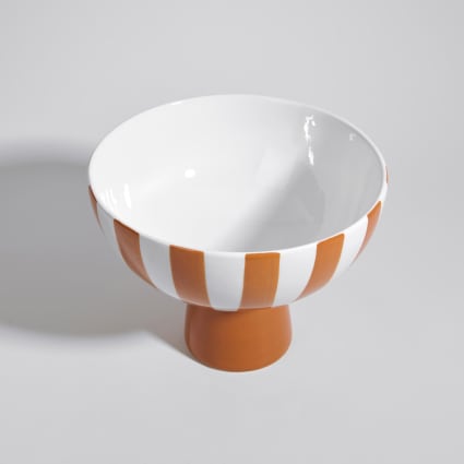 Oranje en witte fruitschaal van steengoed Adana | Maisons du Monde