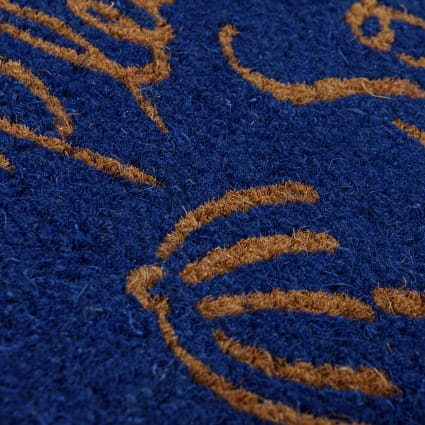 Paillasson en fibre de coco imprimé bord de mer bleu et marron 40x60 ...