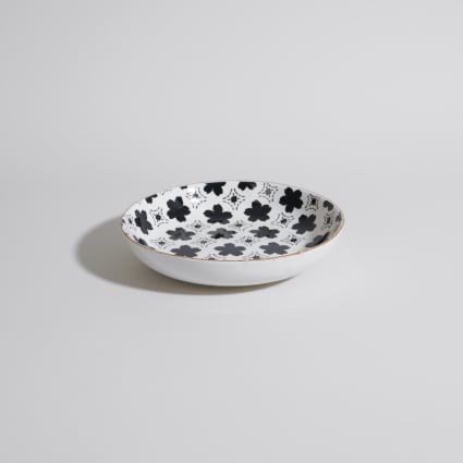 Piatto fondo in ceramica bianca e marrone con motivi neri Sora ...