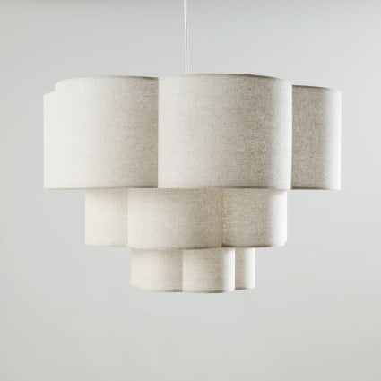 Lampada a sospensione in poliestere riciclato color crema a 3 livelli ...