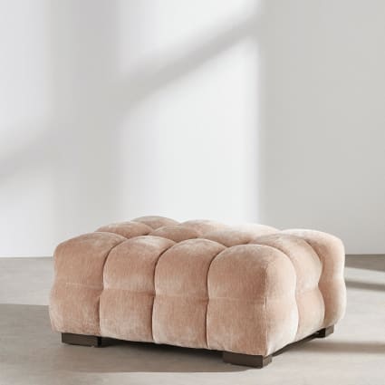 Pouf nuvola in velluto color caffellatte con effetto anticato Lilo ...