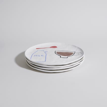 Set di 4 piatti da dessert in porcellana multicolore Luka | Maisons du ...