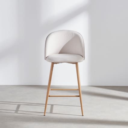 Chaises pour îlot central (x2) en acier effet bois et textile recyclé ...